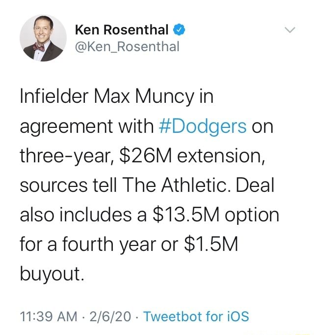 A Ken Rosenthal Y @Ken_Rosenthal Infielder Max Muncy in agreement with ...