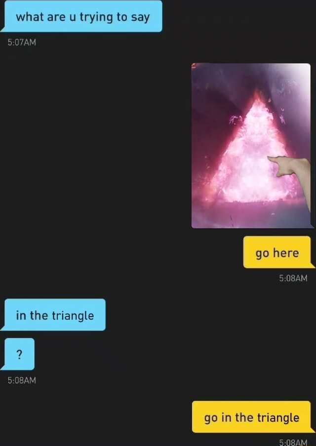 What are u trying to say in the triangle I go in the triangle - iFunny