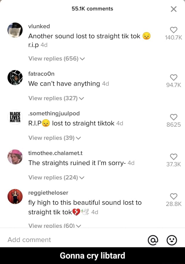 Another sound lost to straight tik tok = 140.7K E 4 We can't have ...
