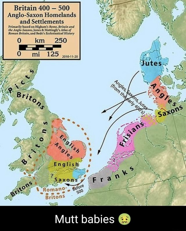 Britain 400 - 500 Anglo-Saxon Homelands and Settlements Primarily based ...