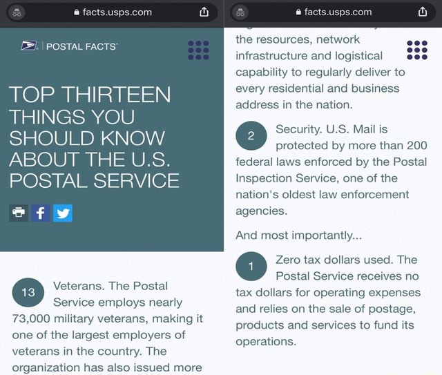POSTAL FACTS TOP THIRTEEN THINGS YOU SHOULD KNOW ABOUT THE U.S. POSTAL ...