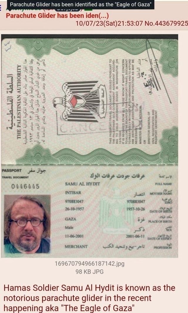 Parachute Glider has been identified as the "Eagle of Gaza" Parachute ...