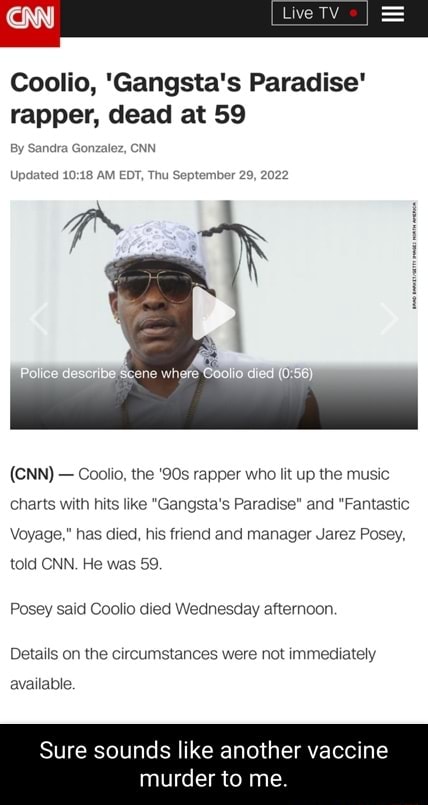 Coolio, 'Gangsta's Paradise' rapper, dead at 59 ndra Gonzalez, CNN ...
