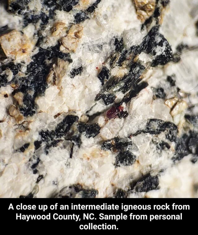 A close up of an intermediate igneous rock from Haywood County, NC ...