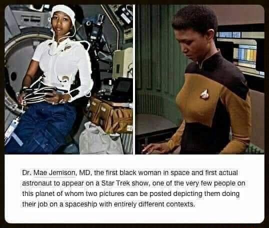 Trekkie Dump - Dr. Mae Jemison, MD, the first black woman in space and ...