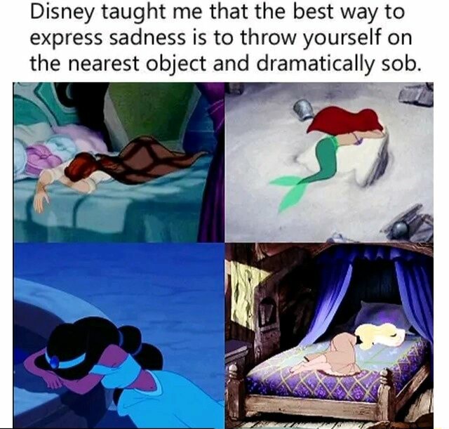 Disney taught me that the best way to express sadness is to throw ...