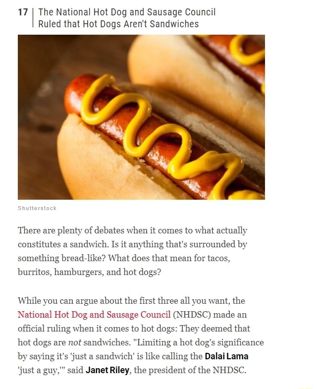 The National Hot Dog and Sausage Council Ruled that Hot Dogs Aren't ...