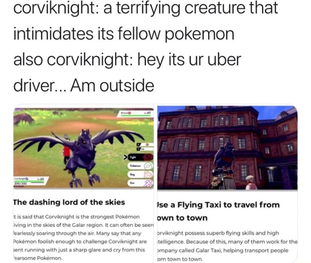 Corviknight: a terrifying creature that intimidates its fellow pokemon ...