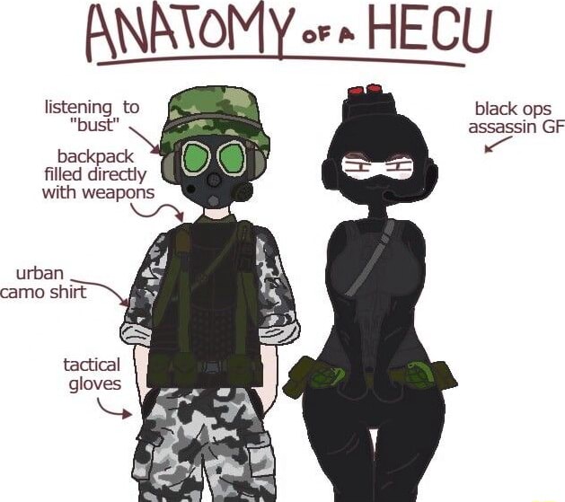 ANATOMY HECU listening to black ops "bust" assassin GF backpack filled ...