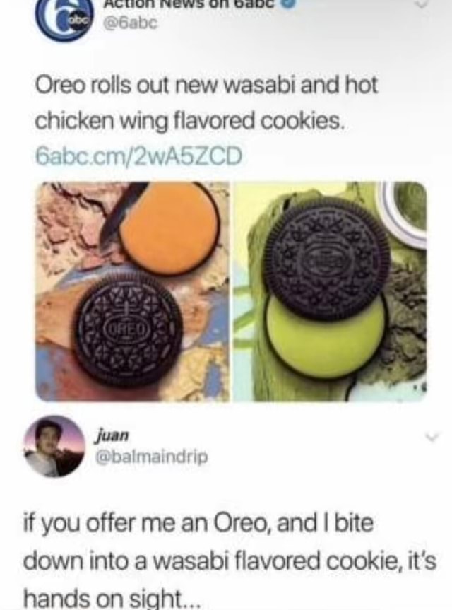Oreo rolls out new wasabi and hot chicken wing flavored cookies. juan ...