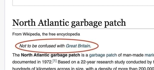 North Atlantic garbage patch From Wikipedia, the free encyclopedia Not ...