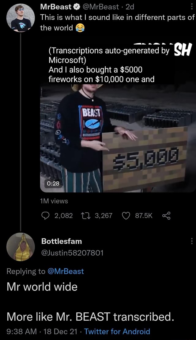 MrBeast @ @MrBeast - : This is what I sound like in different parts of ...