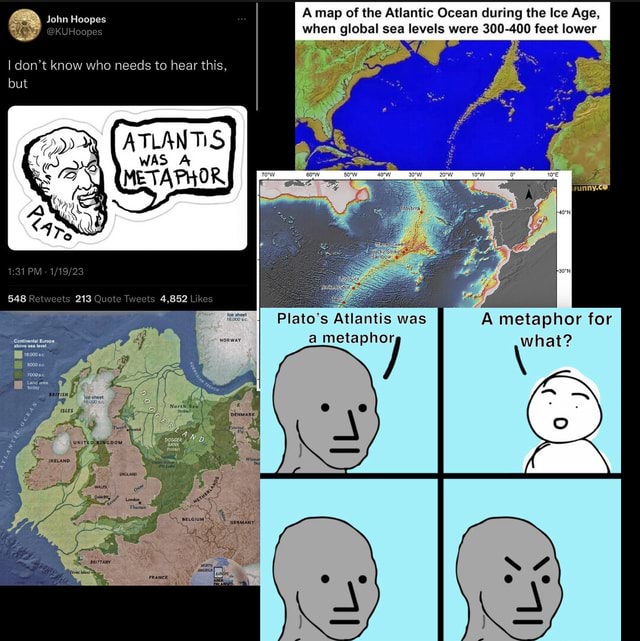 Amap of the Atlantic Ocean during the Ice Age, when global sea levels ...