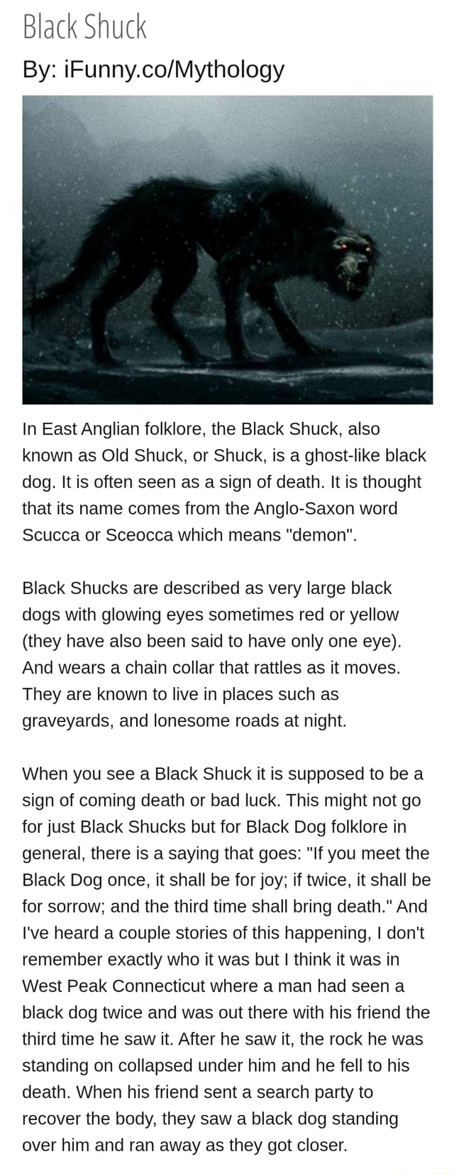Black Shuck By: iFunny.co/Mythology In East Anglian folklore, the Black ...