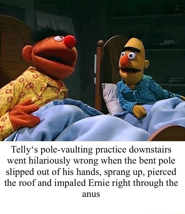Telly's pole-vaulting practice downstairs went hilariously wrong when ...
