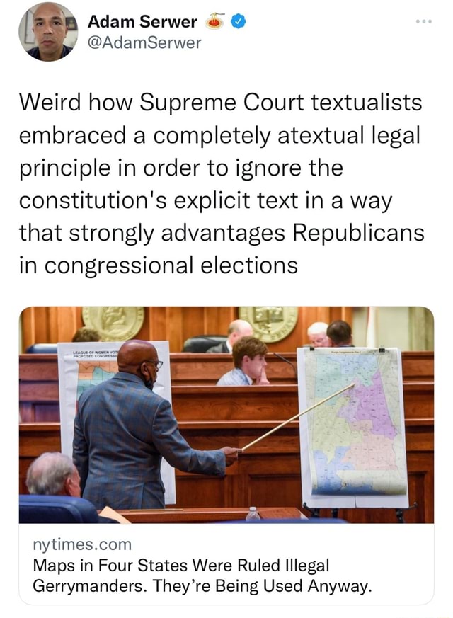 Adam Serwer @AdamSerwer Weird how Supreme Court textualists embraced a ...