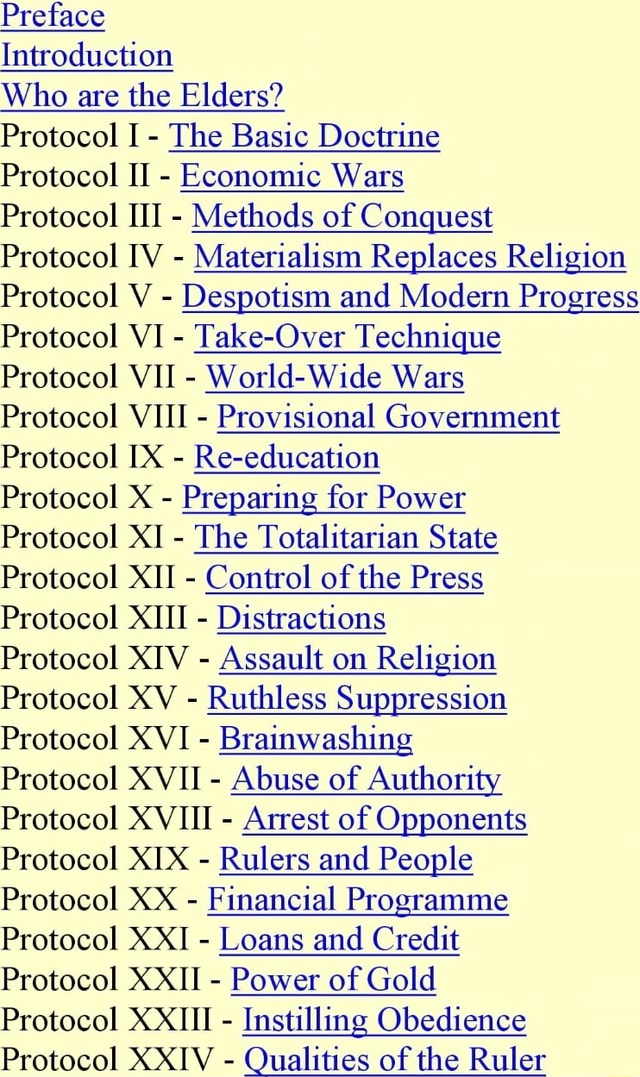 Preface Introduction Who are the Elders? Protocol I - The Basic ...