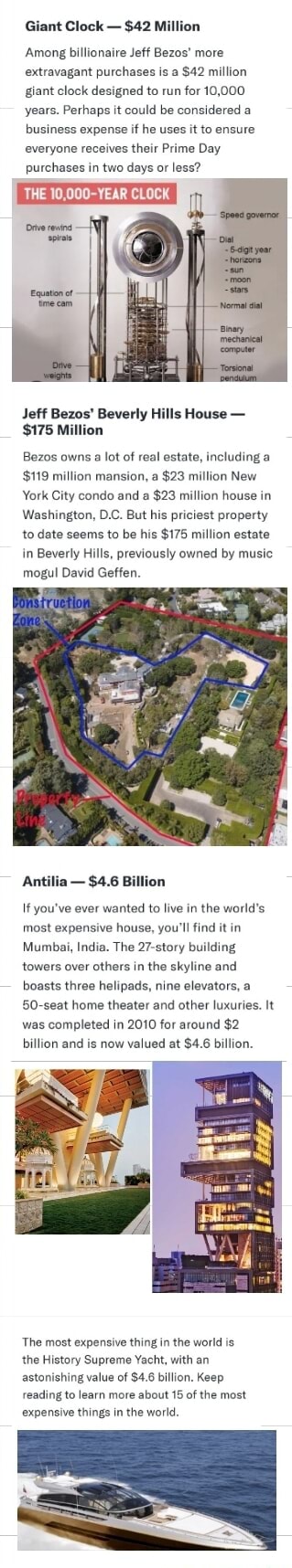 Giant Clock - $42 Million 'Among billionaire Jeff Bezos' more ...