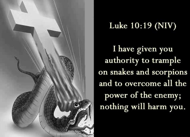 Luke (NIV) have given you authority to trample on snakes and scorpions ...