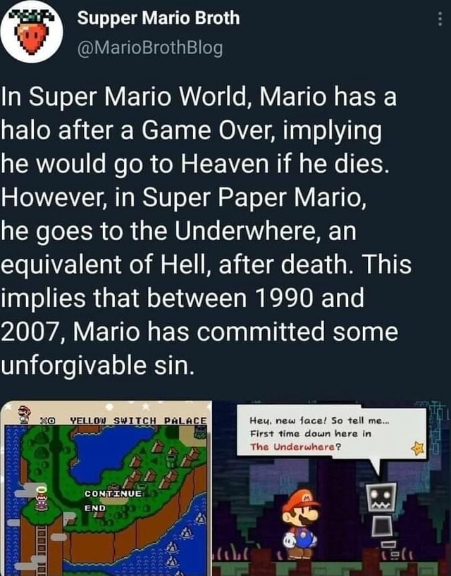 Supper Mario Broth MaroBrothBlog In Super Mario World, Mario has a halo ...