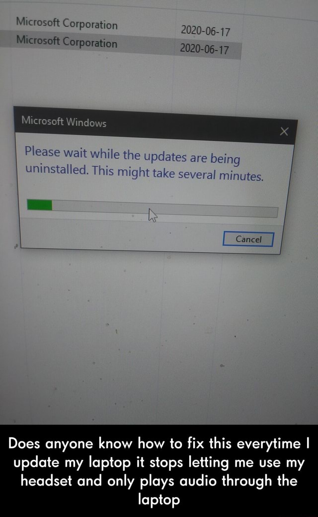 Please wait while the updates are being uninstalled, This might take ...