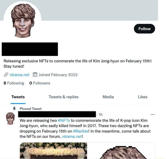 Releasing exclusive NF Ts to commerate the life of Kim Jong-hyun on ...