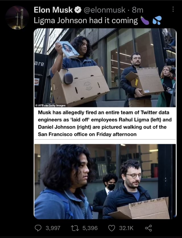 Elon Musk @ @elonmusk - Ligma Johnson had it coming gr Musk has ...