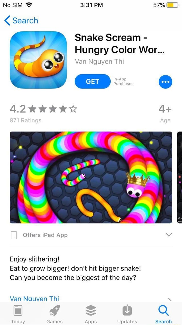 No SIM PM 57% Search Snake Scream - Hungry Color Wor... Van Nguyen Thi ...