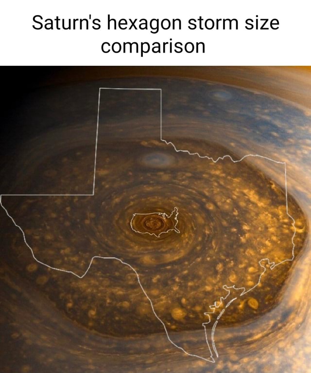 Saturn's hexagon storm size comparison - iFunny