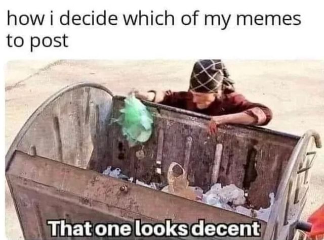 How decide which of my memes to post one looks I - iFunny