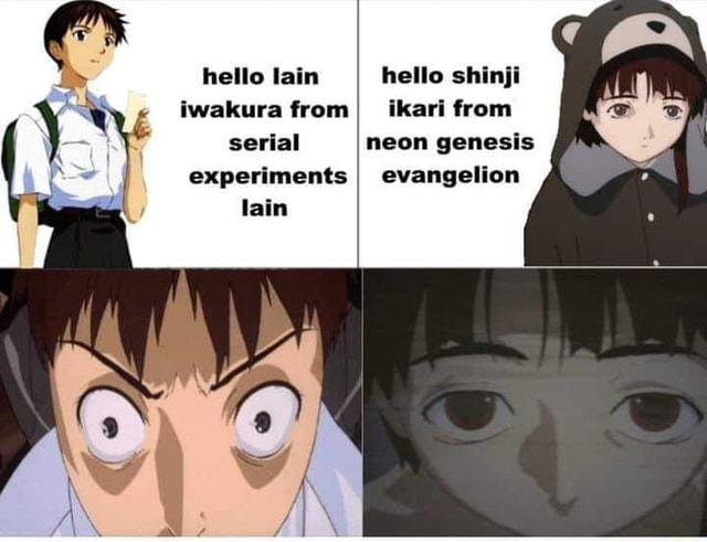 Hello lain hello shinji iwakura fromI_ikari from serial neon genesis experiments I evangelion ...