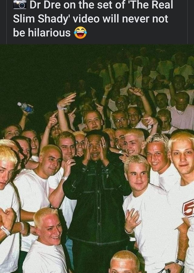 Dr Dre on the set of 'The Real Slim Shady' video will never not be hilarious - iFunny