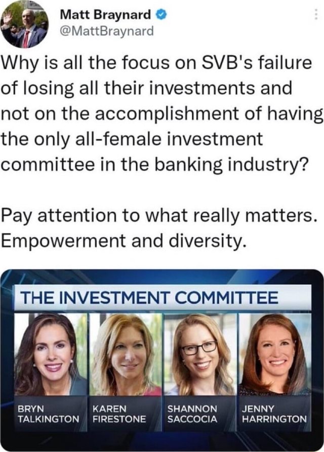 Matt Braynard @MattBraynard Why is all the focus on SVB's failure of ...