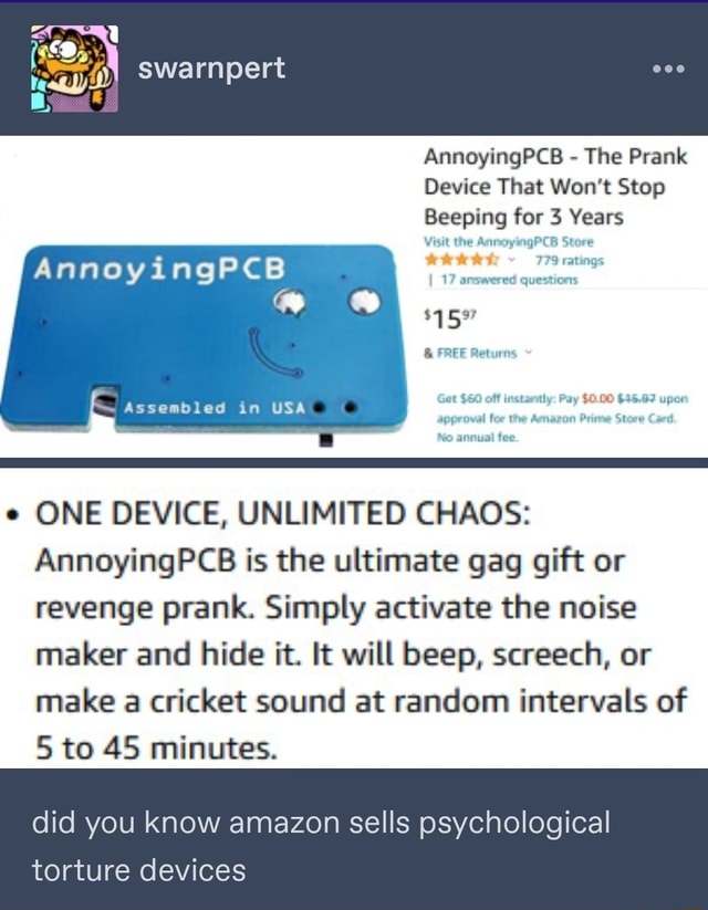 Swarnpert AnnoyingPCB - The Prank Device That Won't Stop Beeping for 3 ...