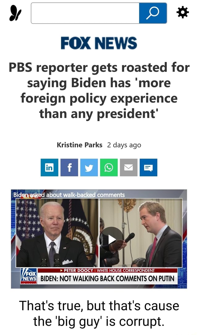 FOX NEWS PBS reporter gets roasted for saying Biden has 'more foreign ...