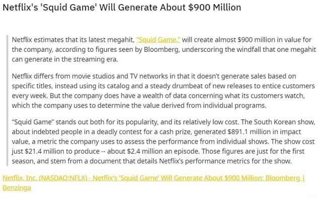 Netflix's 'Squid Game' Will Generate About $900 Million Netflix ...