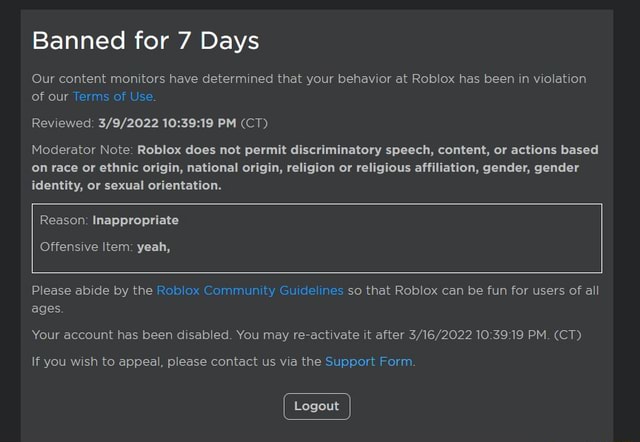 Banned for 7 Days Our content monitors have determined that your ...