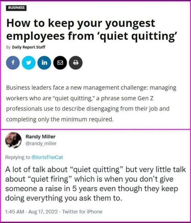 How to keep your youngest employees from 'quiet quitting' Daily Report ...