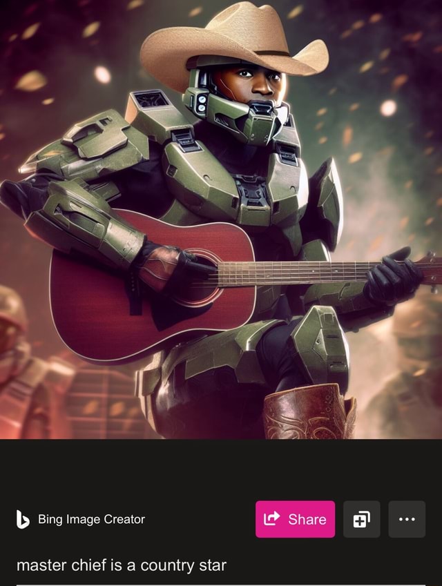Bing Image Creator Share master chief is a country star - iFunny