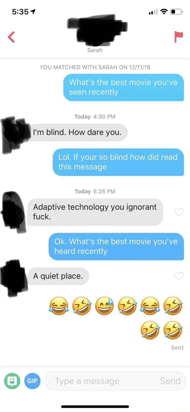 Ot wT Sarah OS YOU MATCHED WITH SARAH ON What's the best movie you've ...