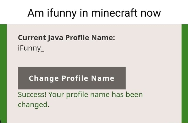 Am ifunny in minecraft now Current Java Profile Name: iFunny_ Change ...