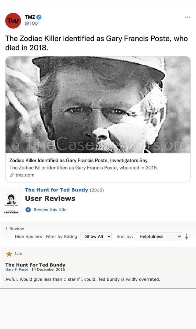 The Zodiac Killer identified as Gary Francis Poste, who died in 2018 ...