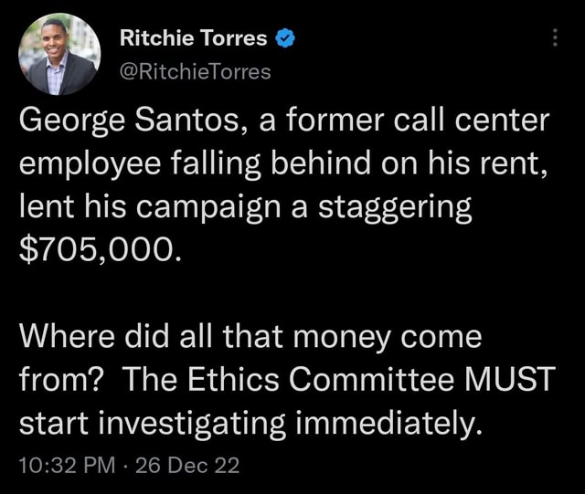 Ritchie Torres @ @RitchieTorres George Santos, a former call center ...