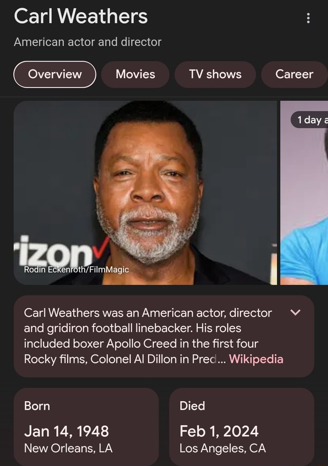Carl Weathers American actor and director Overview Movies TV shows Career day Rodin On Film Carl ...