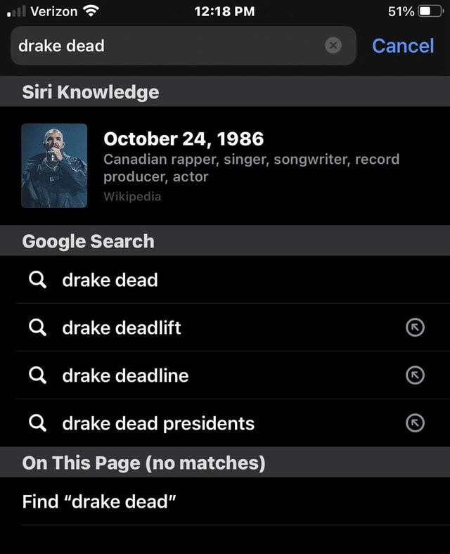 Verizon PM 51% drake dead Cancel Siri Knowledge October 24, 1986 PEN ...