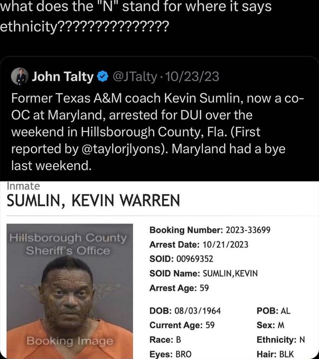 What does the 'N' stand for where It says John Talty @ @JTalty Former ...