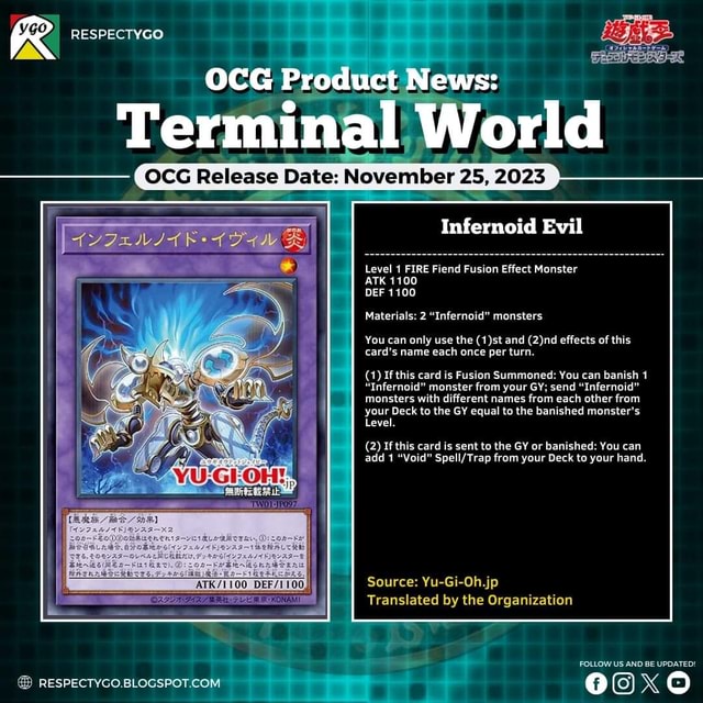 R RESPECTYGO OCG Product News: Terminal World Release Date: November 25, 2023 Level 1 FIRE Fiend ...