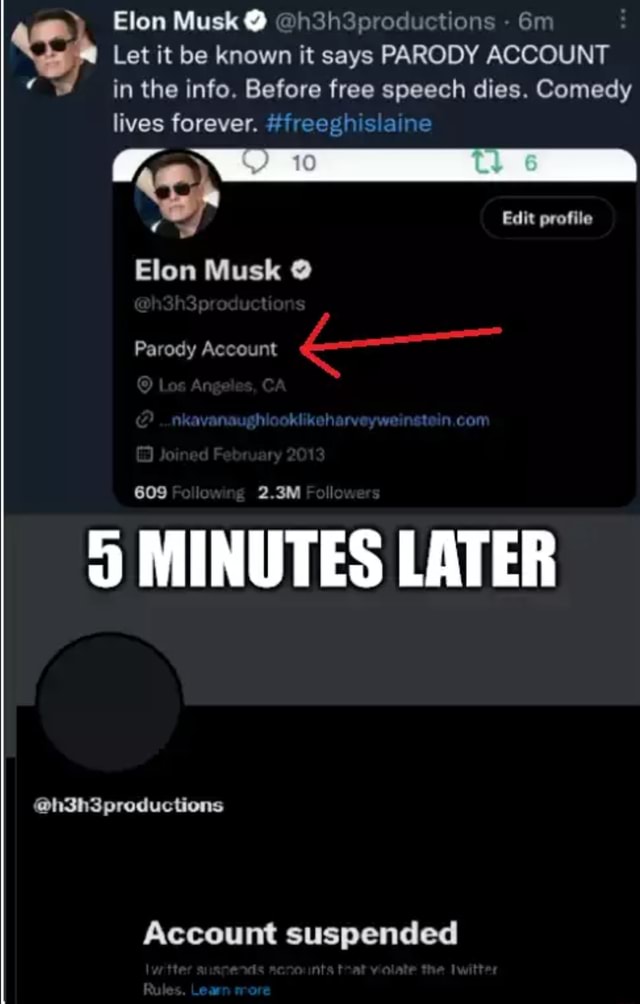 Elon Musk @ @h3h3productions - 'Ss Let it be known it says PARODY ...