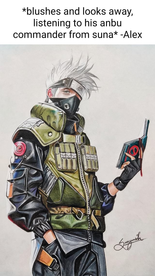 *blushes and looks away, listening to his anbu commander from suna ...