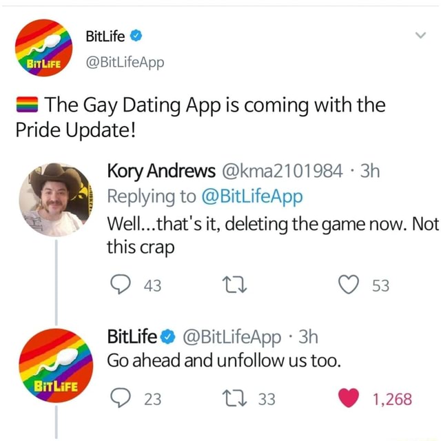 @BitLifeApp I he Gay Dating App is coming with the Pride Update! Kory ...